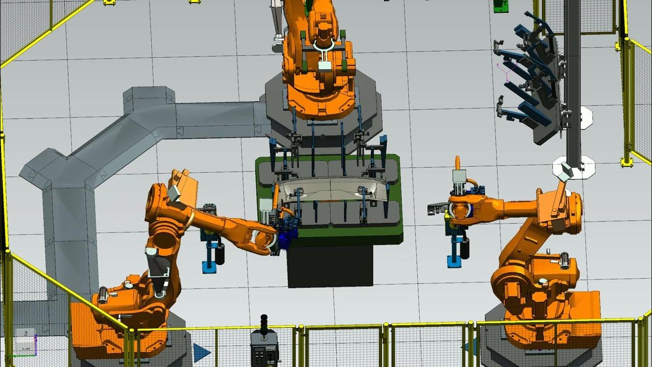 Robotics Cell Video in Tecnomatix Process Simulate - YouTube