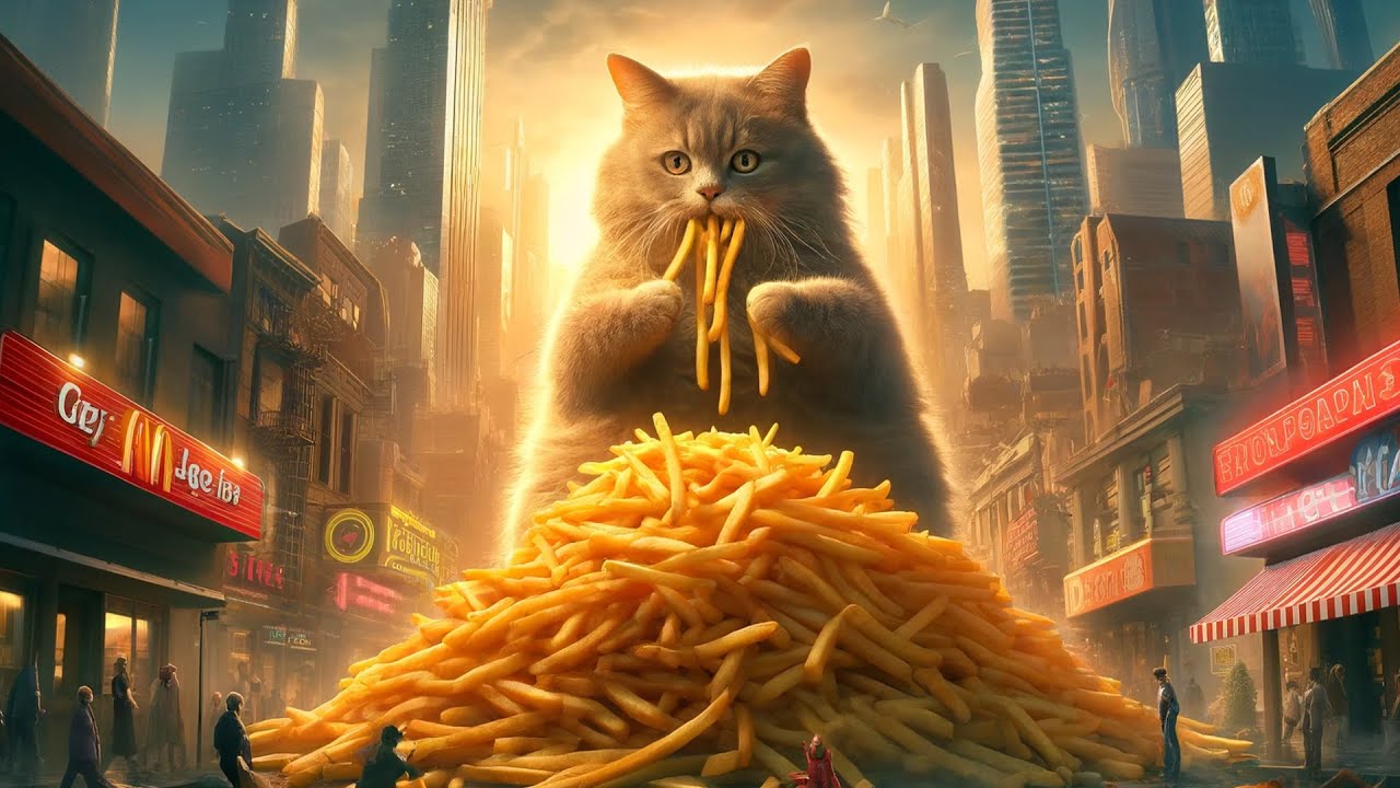 The cat who loves eating French fries becomes super huge🙀 - YouTube