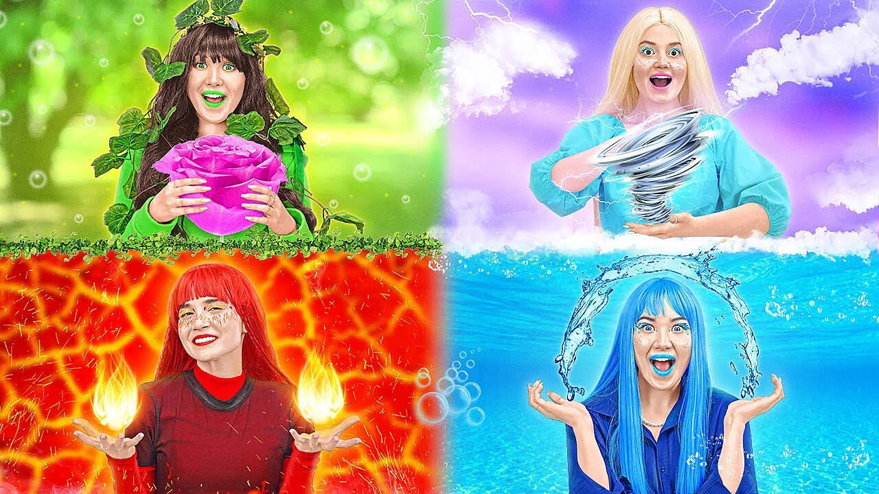 FOUR ELEMENTS EPIC BATTLE |Fire Girl, Water Girl, Air Girl and Earth ...