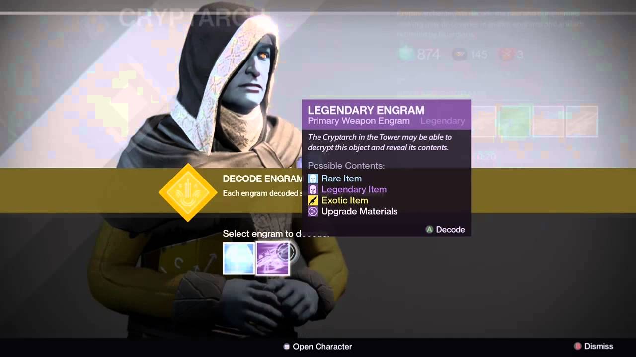 Destiny | Cryptarch Decrypt 30 + Rare & 2 Legendary Engrams &1 ...