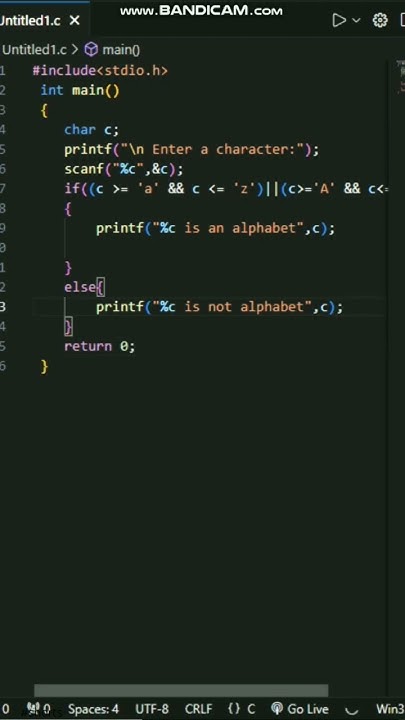 C program to check whether Character is alphabet or not | C programming #shorts #trending # ...