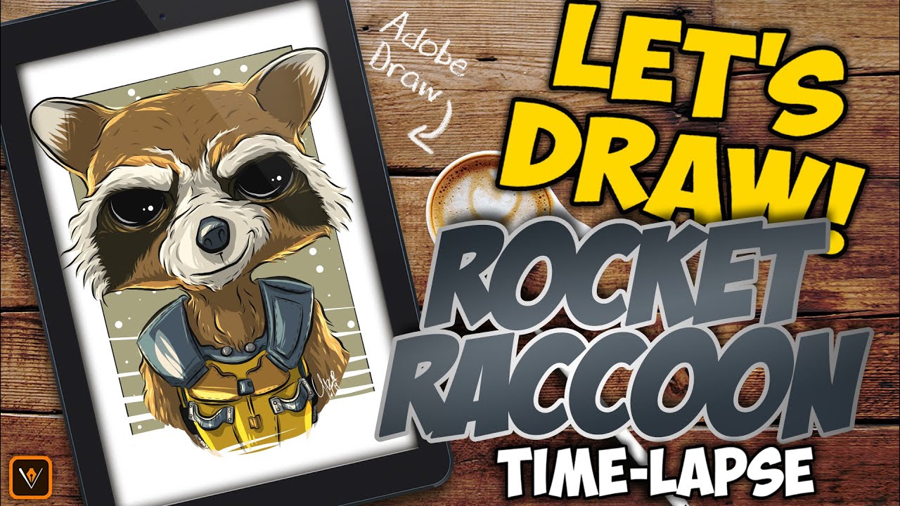 Let's Draw - GOTG's Rocket Raccoon! - Adobe Draw Time-Lapse - YouTube
