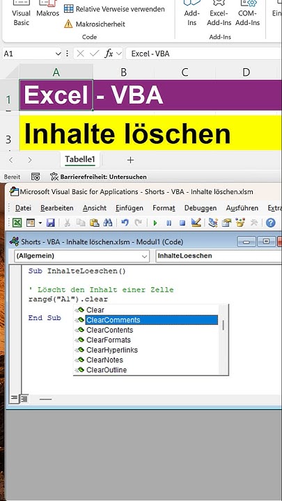 VBA Inhalte löschen - Werte entfernen ohne Formate zu zerstören - YouTube