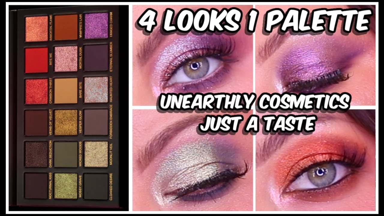 4 EYE LOOKS w/ 1 PALETTE | NEW UNEARTHLY COSMETICS JUST A TASTE PALETTE ...