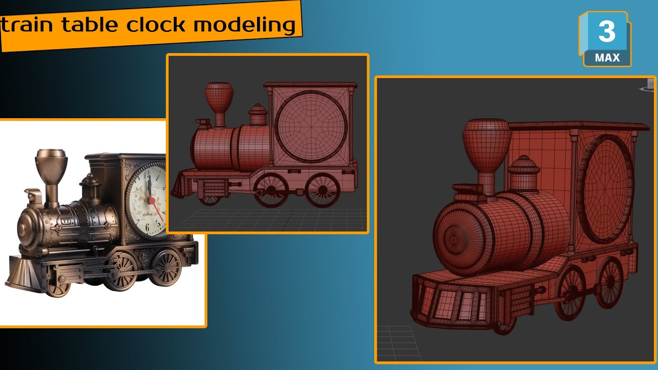 train clock modeling in 3dsmax - YouTube