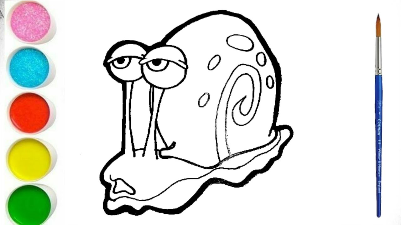 Gary the snail, how to draw and coloring | Menggambar Gary hewan ...