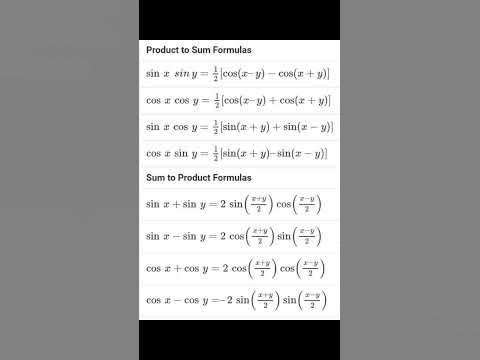 product to sum and sum to product trigonometry formulas useful for all ...