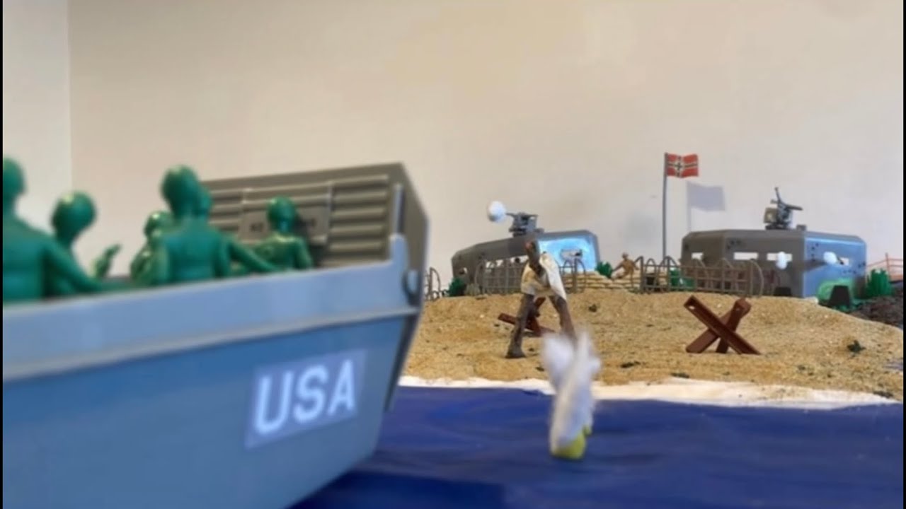 Epic D-day Plastic Army Men Battle - YouTube