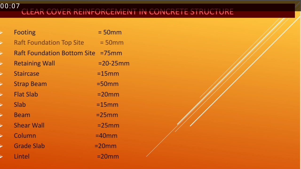 Clear cover reinforcement in concrete structure - YouTube