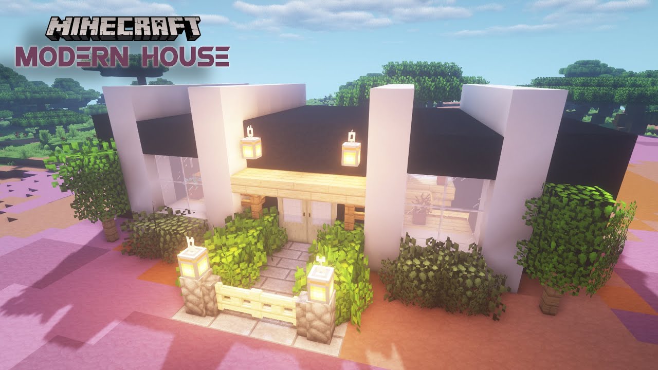 Minecraft Modern House: How to build a Modern House Tutorial #5 - YouTube