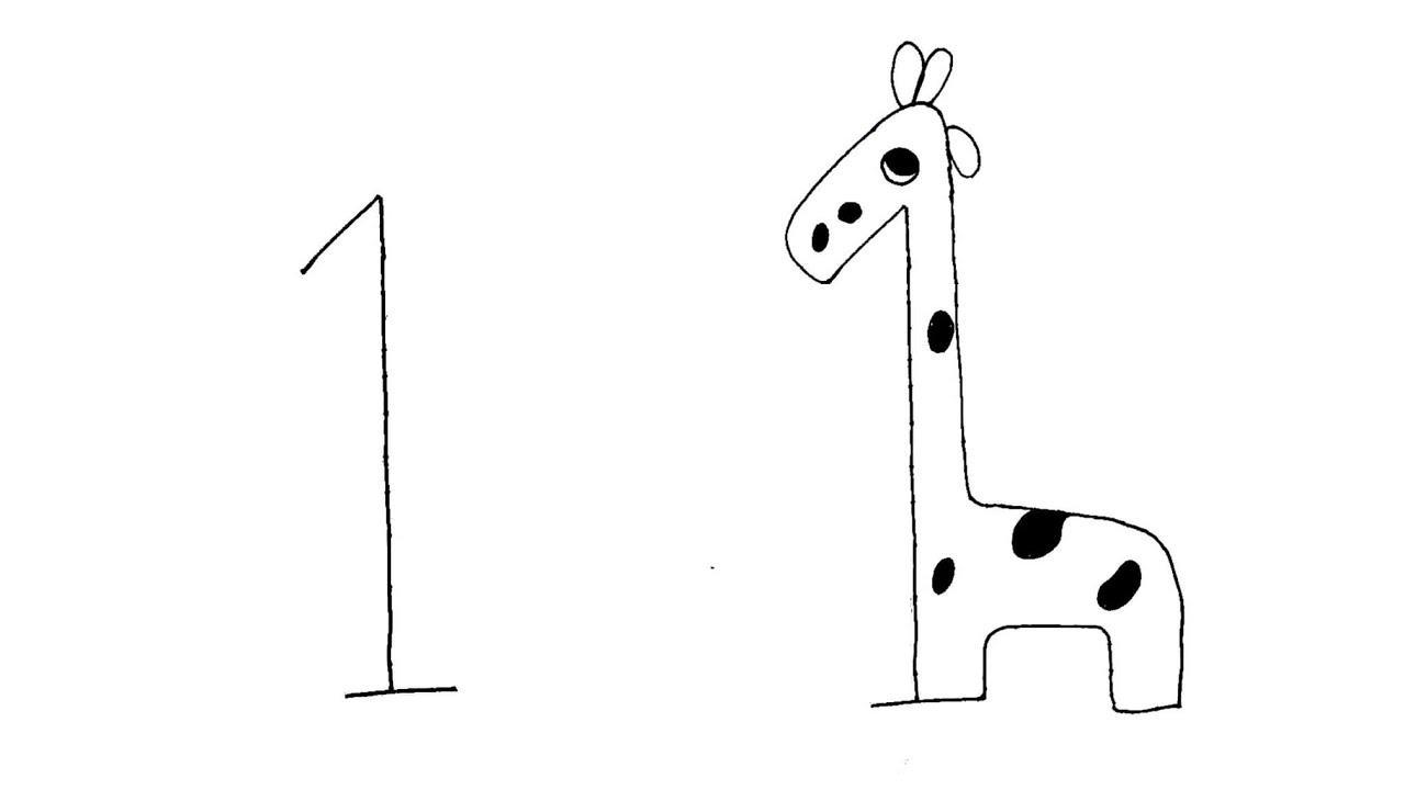 how to turn number 1 into giraffe CARTOON for KIDS | Learn how to draw ...