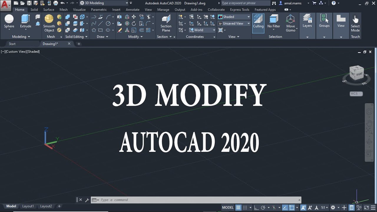 اوامر التعديل للمبتدئين ROTATE,MIRROR,MOVE,ALIGN 3D MODIFY AUTOCAD 2020 ...