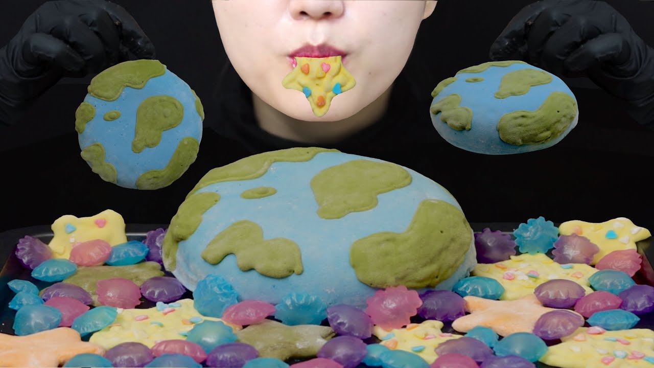 ASMR GIANT EARTH MARSHMALLOW 🌎지구모양 마시멜로우 빵을 먹어보자🌎MUKBANG EATING SOUNDS ...