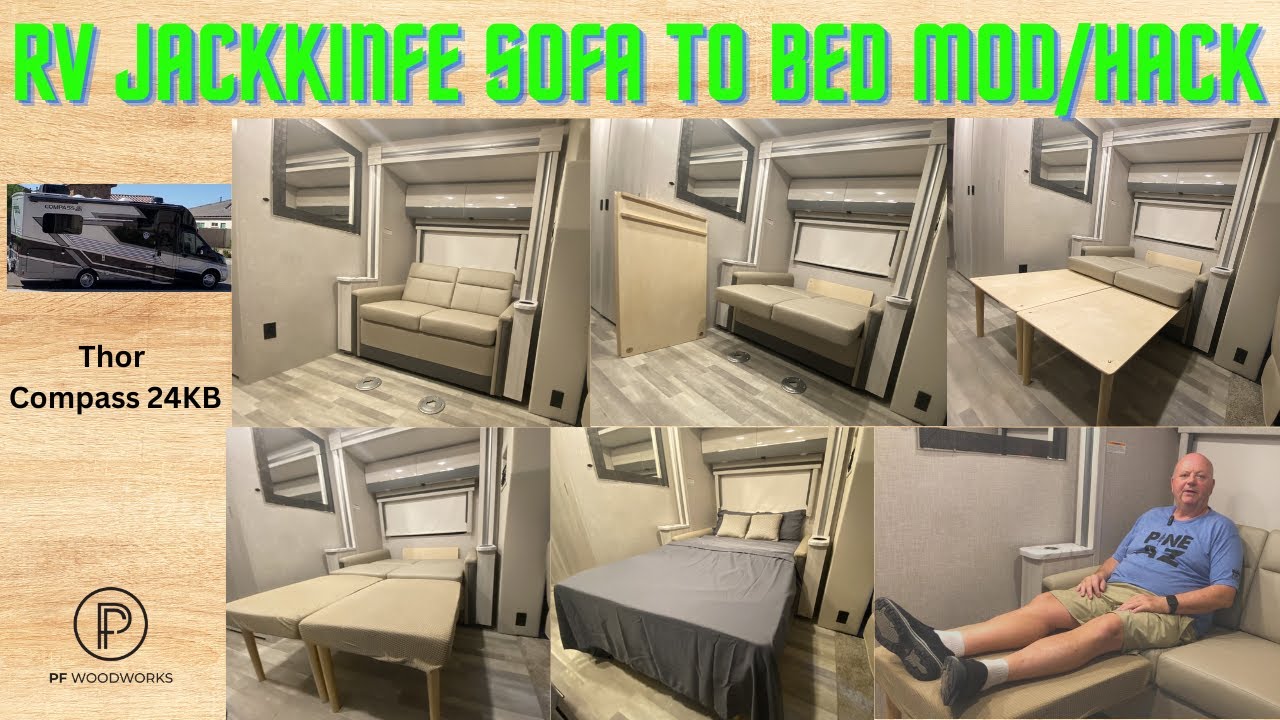 Thor Compass/Gemini 24KB RV Jackknife Sofa to Bed Conversion Mod/Hack - YouTube