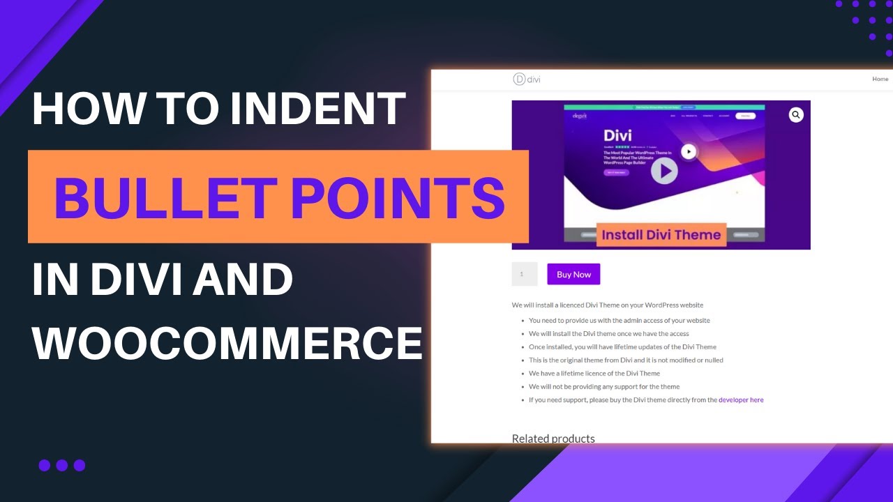 How To Indent Bullet Points In Divi And Woocommerce YouTube How To Indent Bullet Points In Divi And Woocommerce YouTube