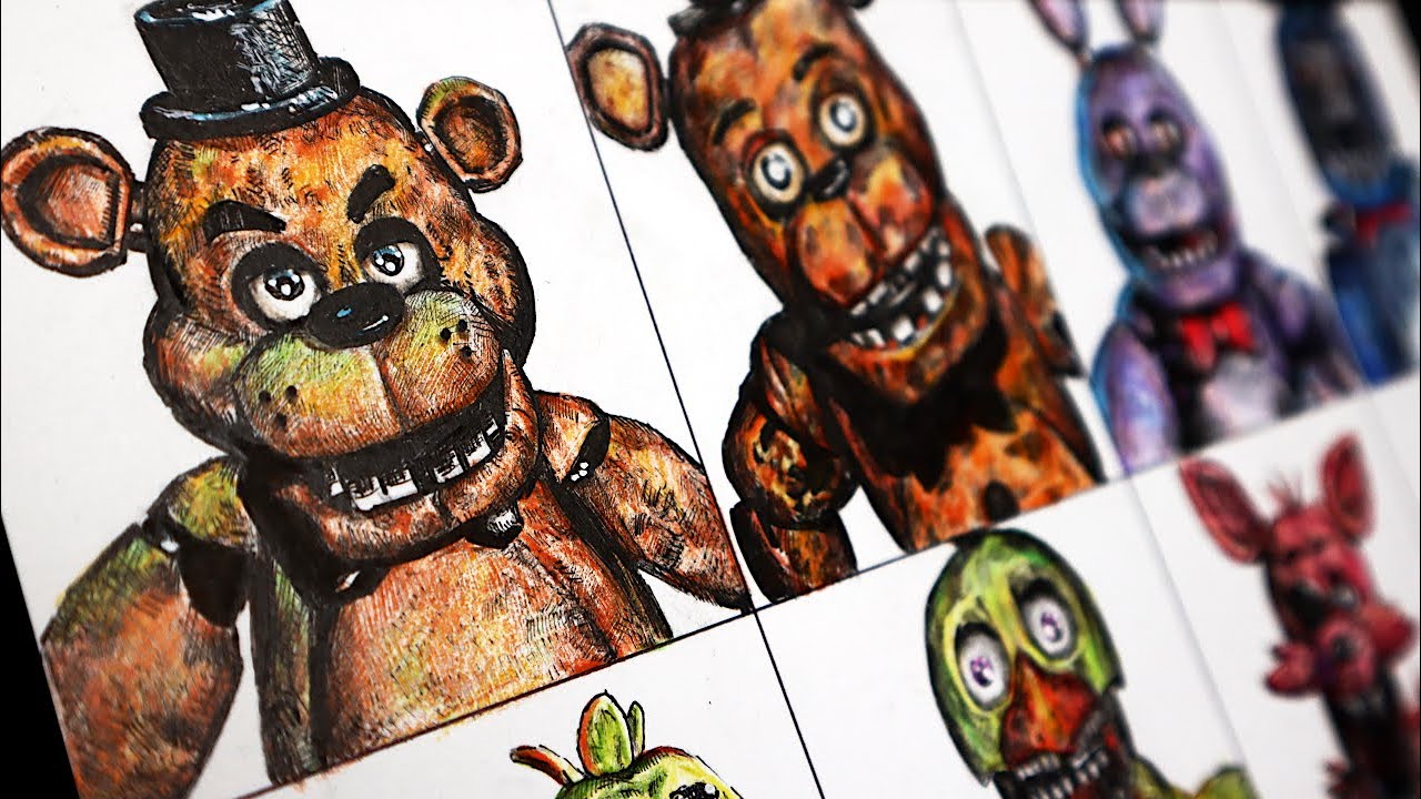 Drawing Five Nights at Freddy's (Classic Animatronics / Withered ...