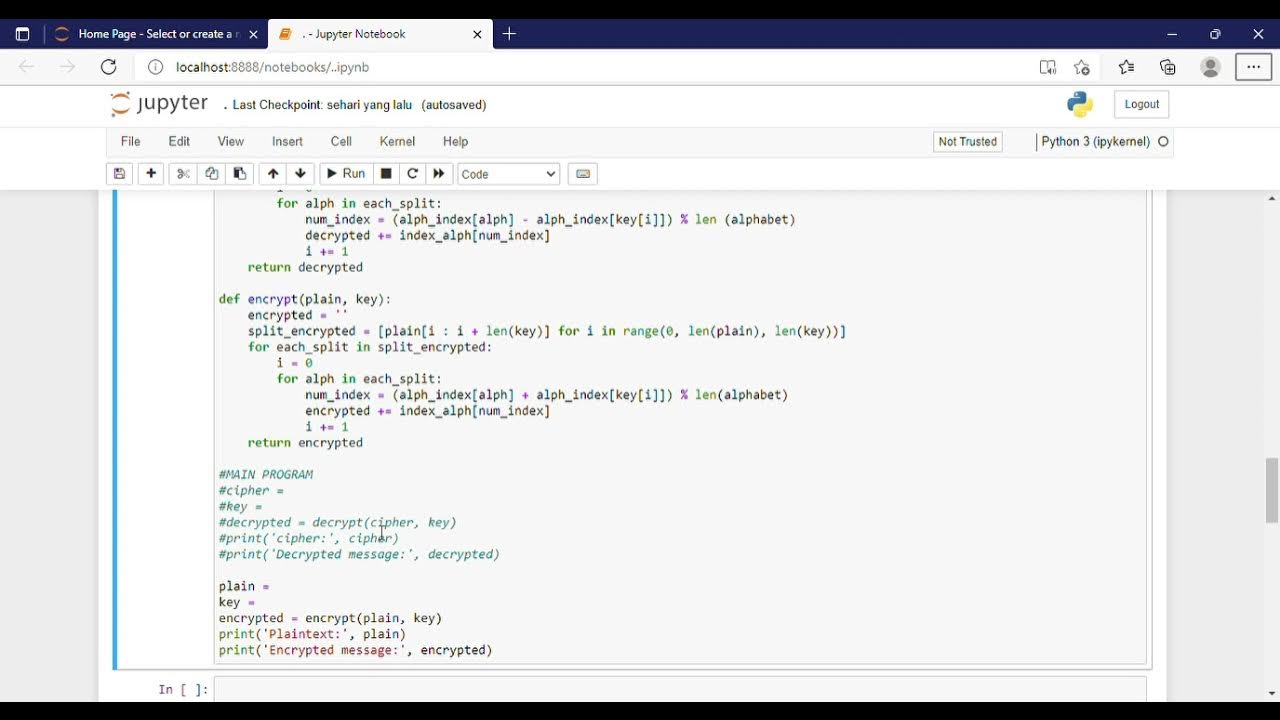 Proses Enkripsi dan Dekripsi (Vigenere Cipher) pada Python - YouTube