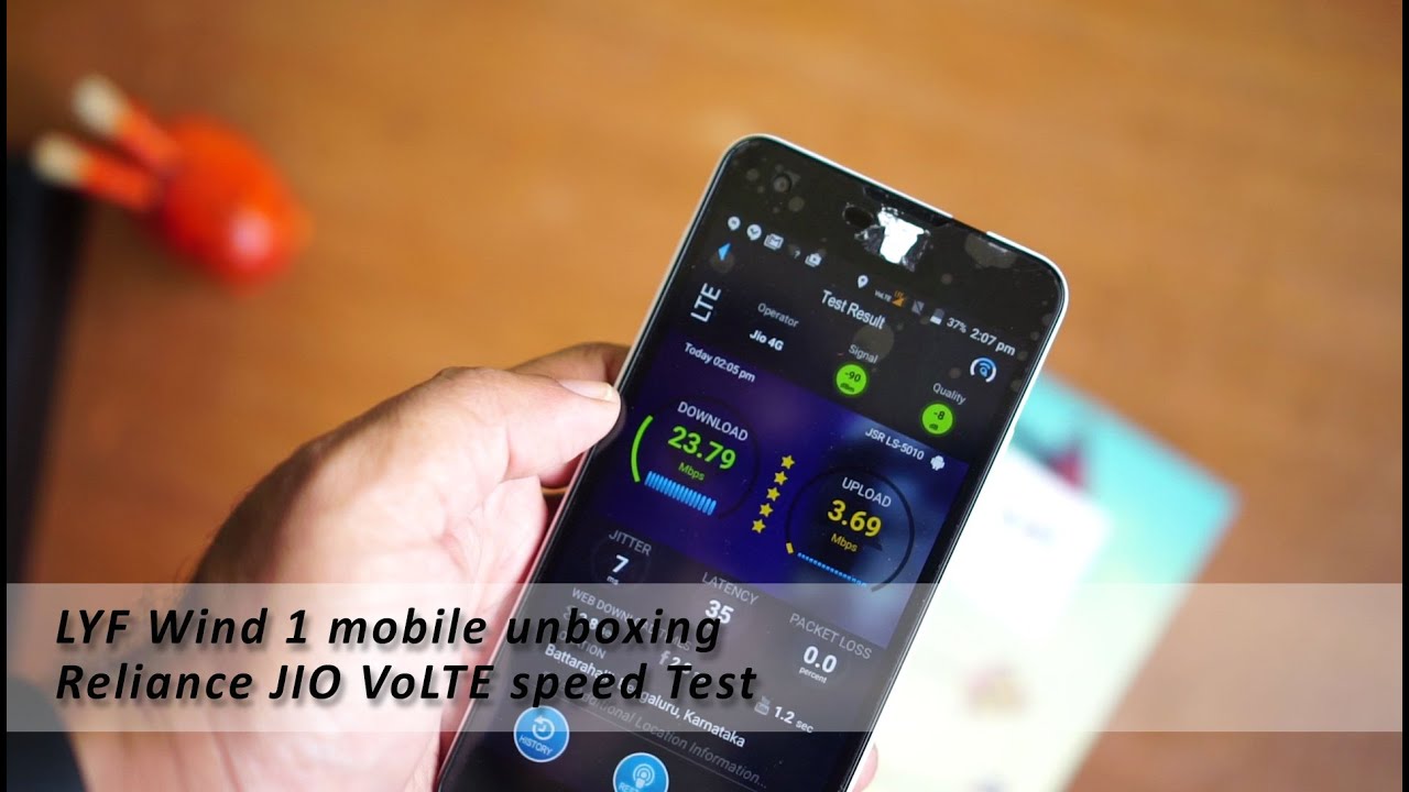 LYF Wind 1 mobile unboxing and Reliance JIO VoLTE speed Test - YouTube