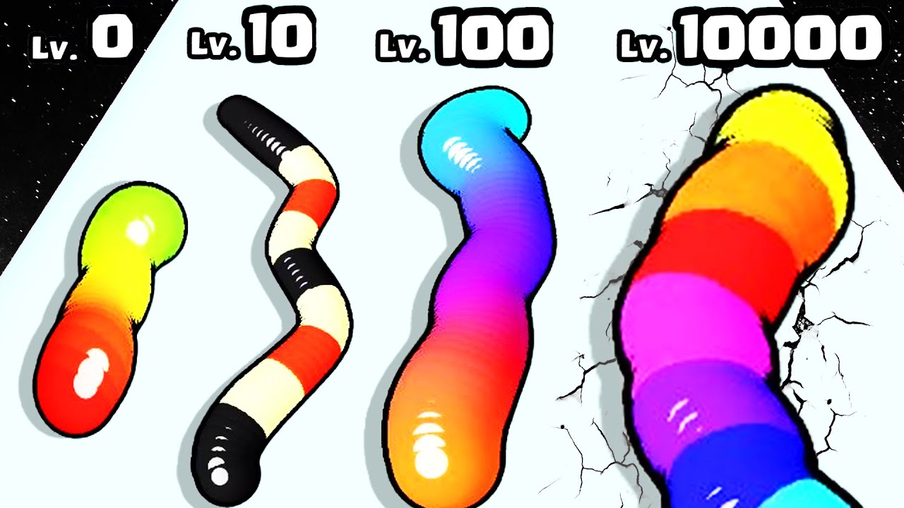 Gummy Worm Go - Level Up Worm Runner Max Level Gameplay - YouTube