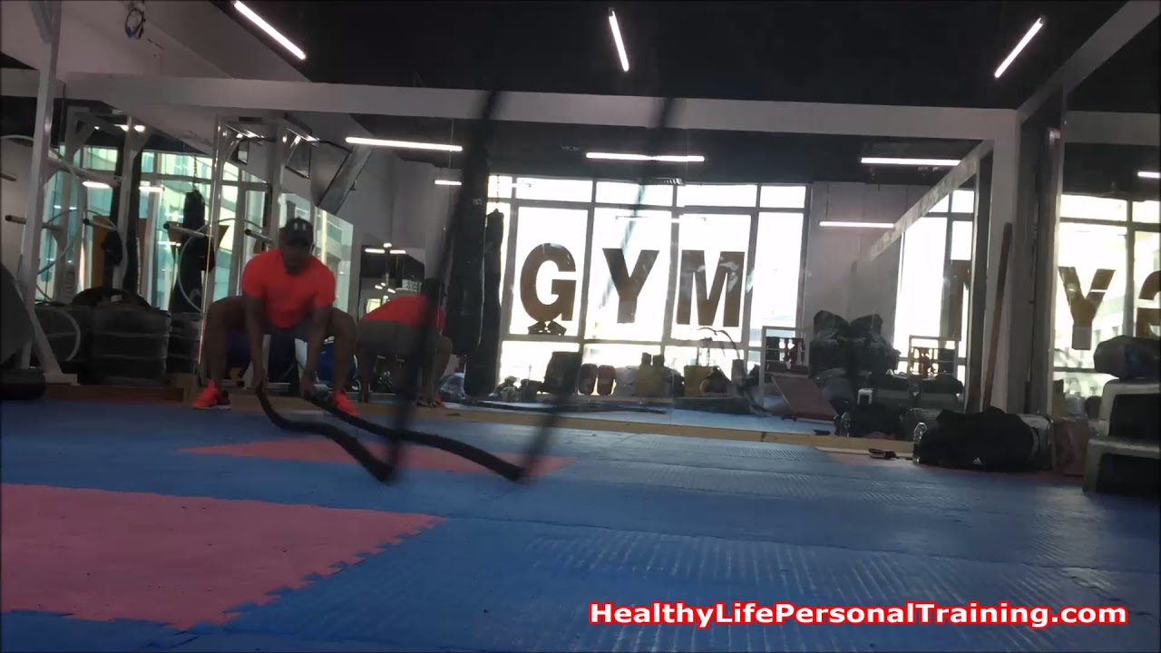 Battle rope squat jump - YouTube