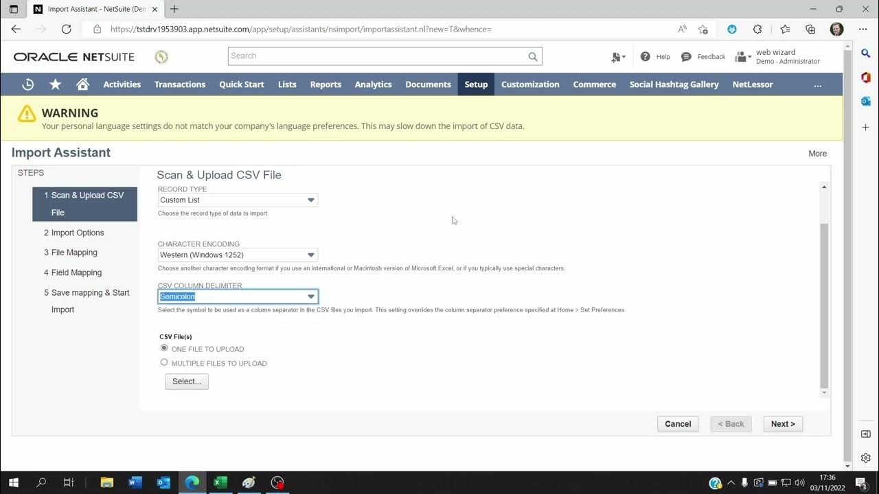 How to csv import custom lists on netsuite - YouTube