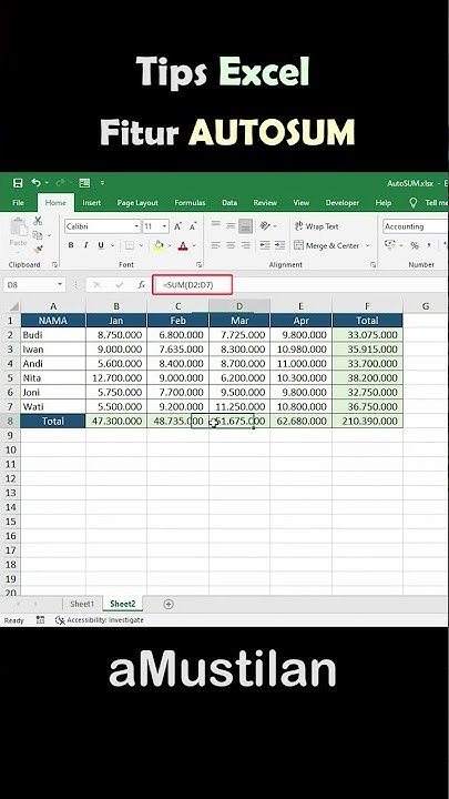 Fitur AutoSum di Excel #shorts - YouTube