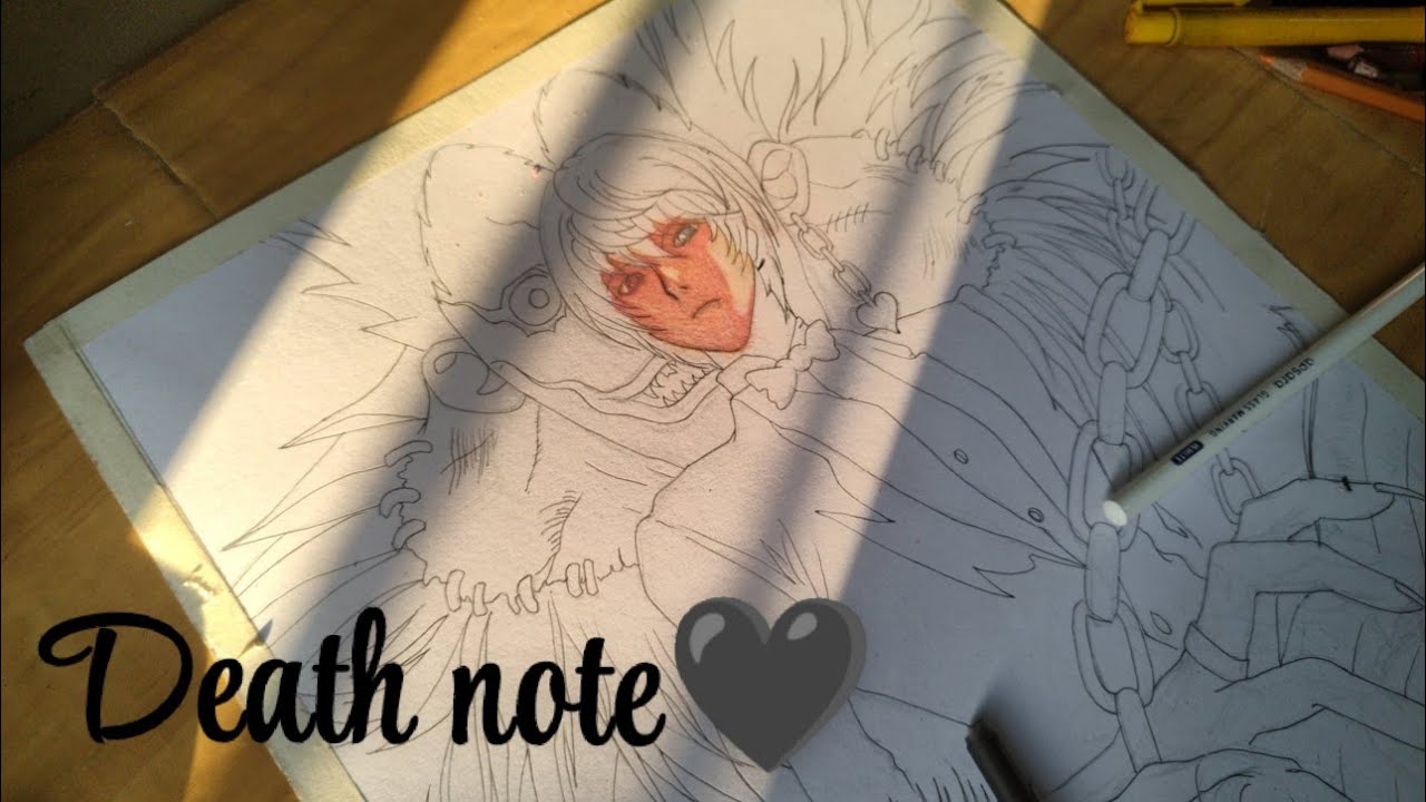 Death Note Anime Drawing Using Pencil Colours And Markers 🖤|Time-Lapse ...