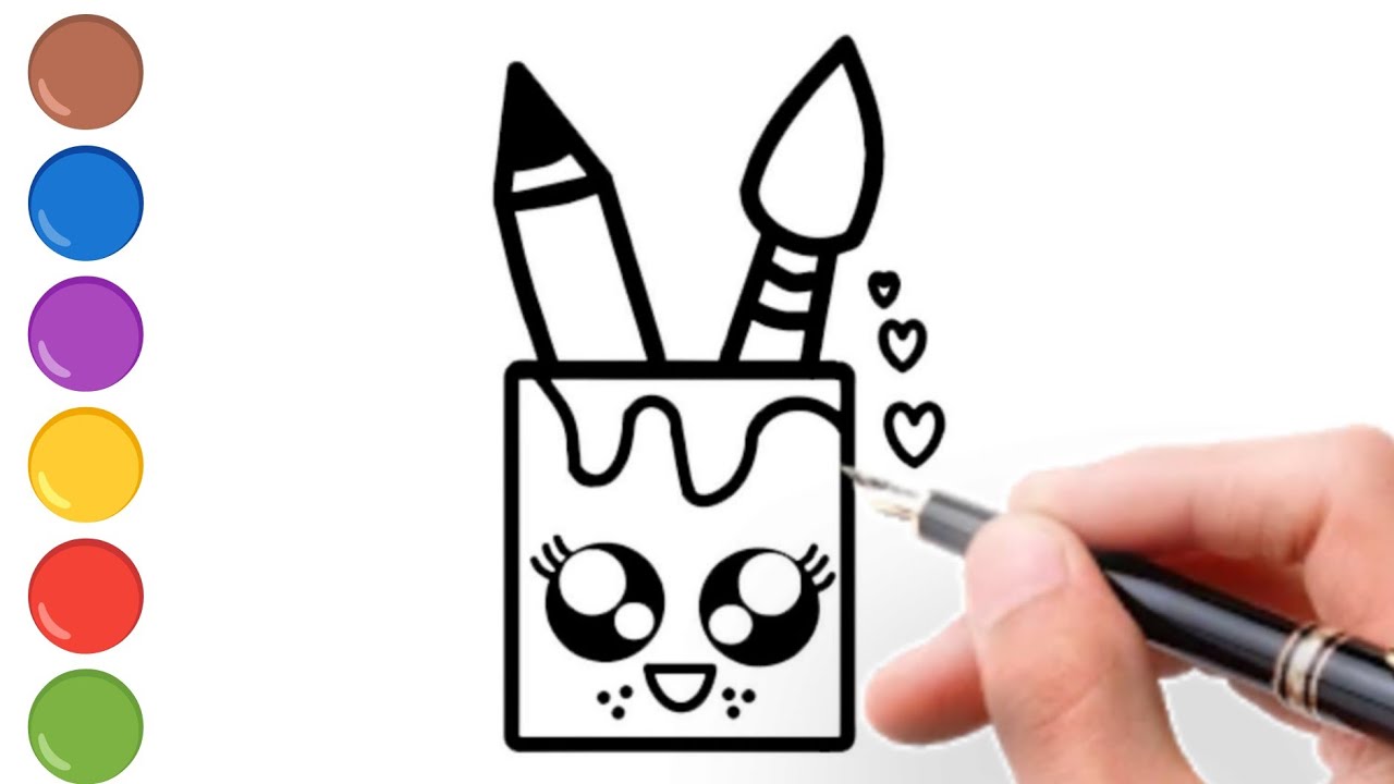 Pen holder drawing | How to draw pen holder step by step | easy drawing ...