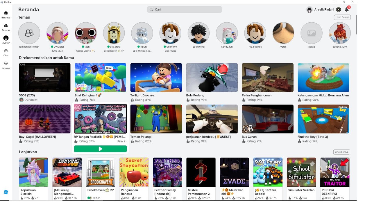 BermaiN di dunia ROBLOX bersama Arsyila Rinjani - YouTube