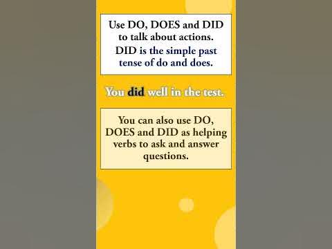 How to use DO, DOES and DID | Learn English Grammar #shorts - YouTube
