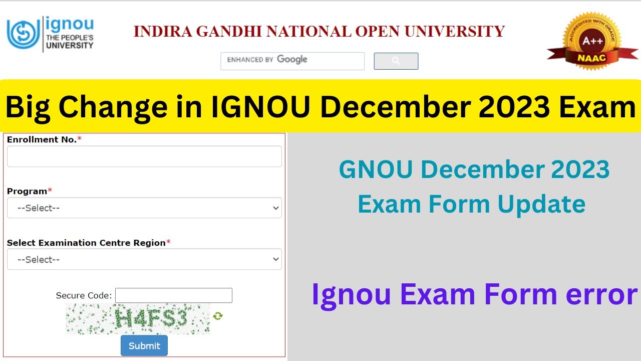 IGNOU Update | Big Change in IGNOU December 2023 Exam Form Date | IGNOU ...