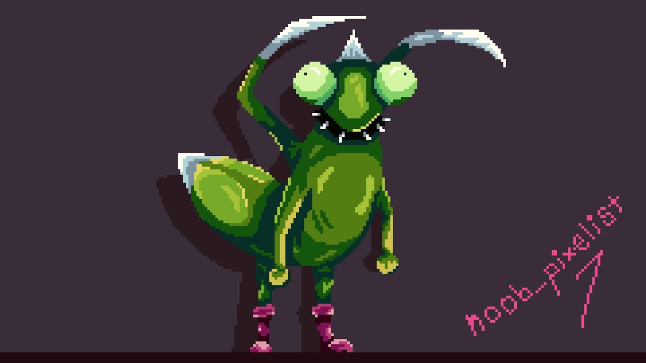 Hell Bug - Mantis character art timelapse #devlog #pixelart - YouTube
