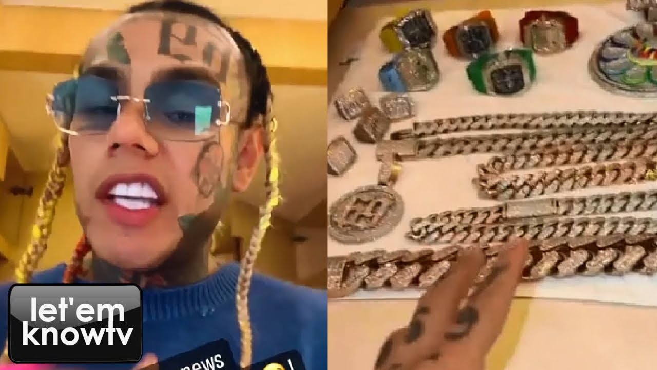 6ix9ine Shows Off His Jewelry To Debunk Rumors Of Him Getting His Chain ...