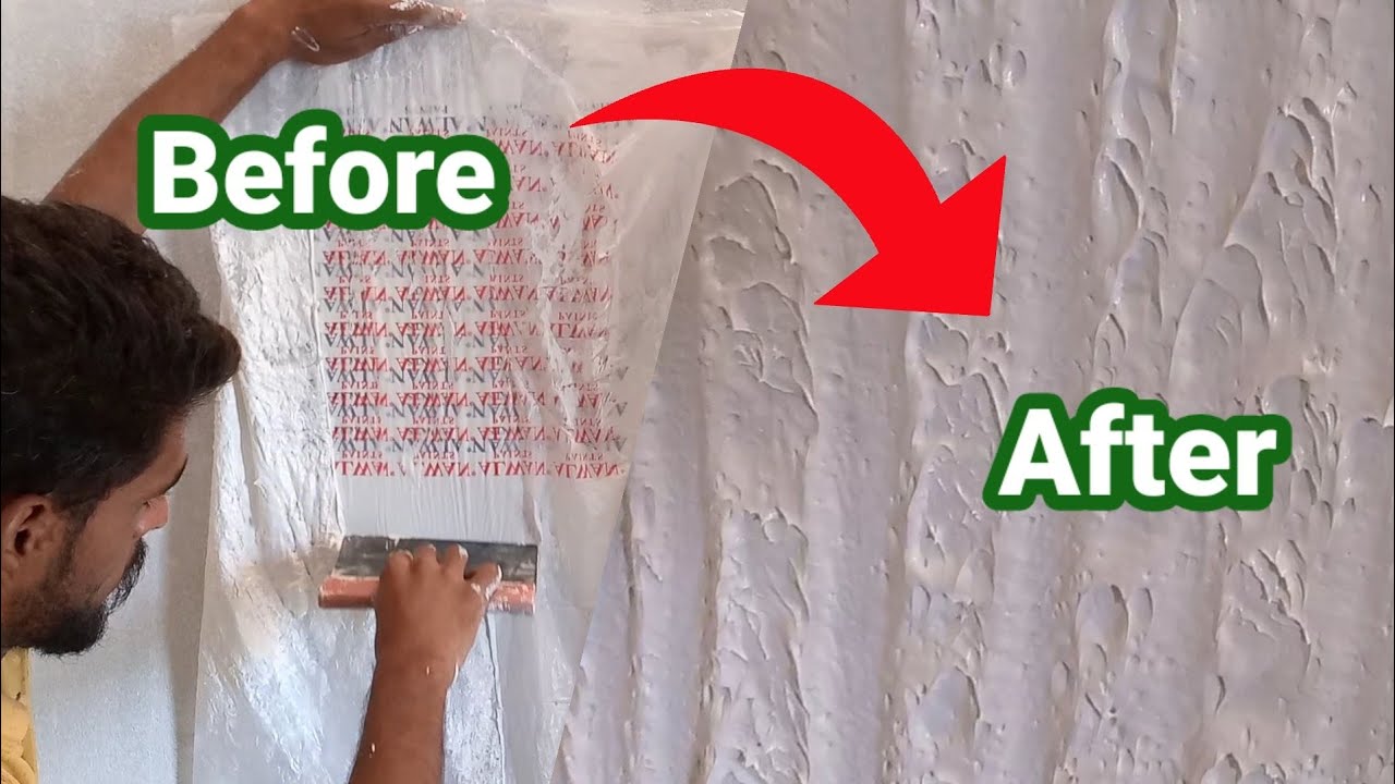 Wall putty texture design using plastic Bag || Decor Plus - YouTube