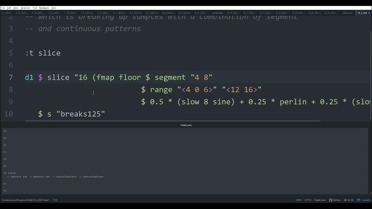 TidalCycles (10/3/2021): Continuous slices - YouTube