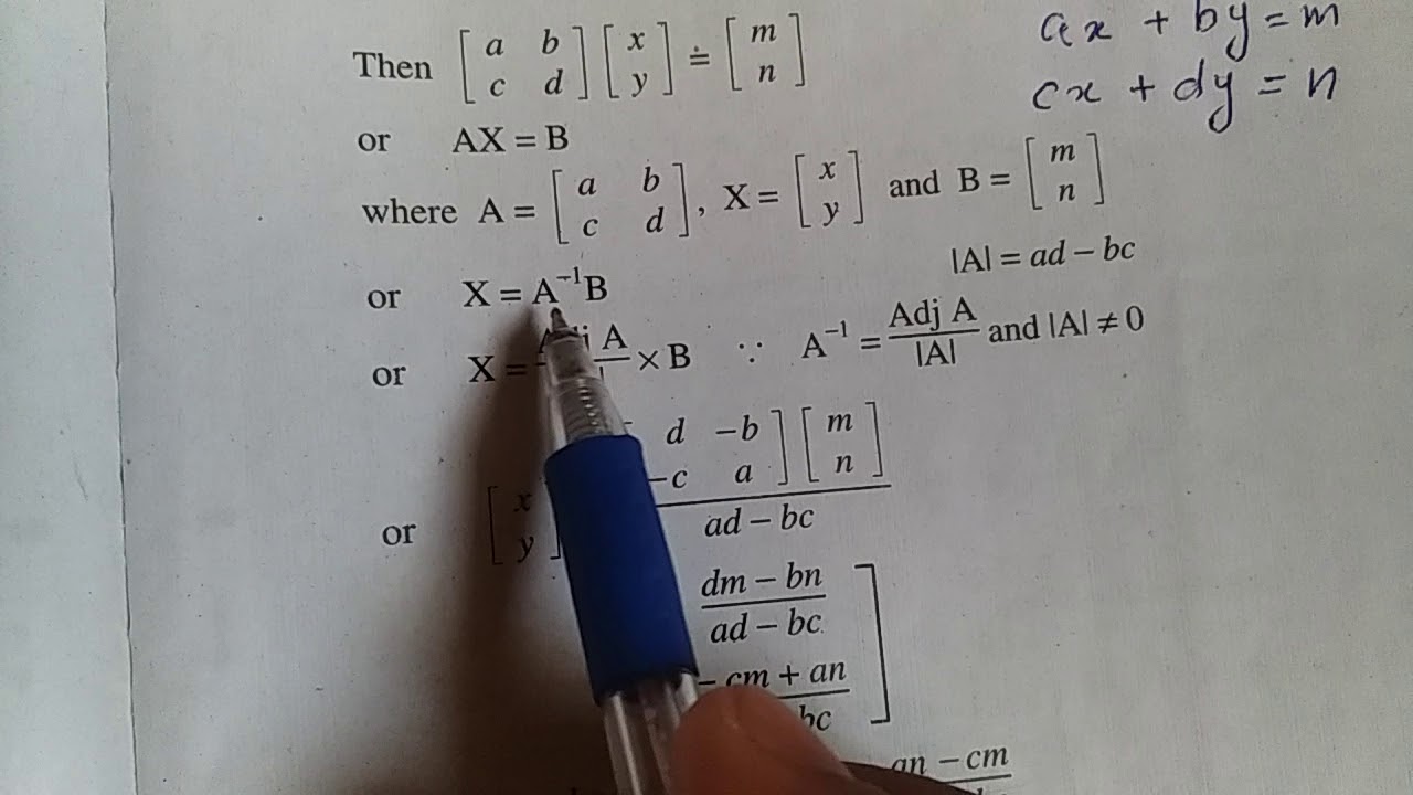 Matrix Inversion Method Maths 9th YouTube Matrix Inversion Method Maths 9th YouTube