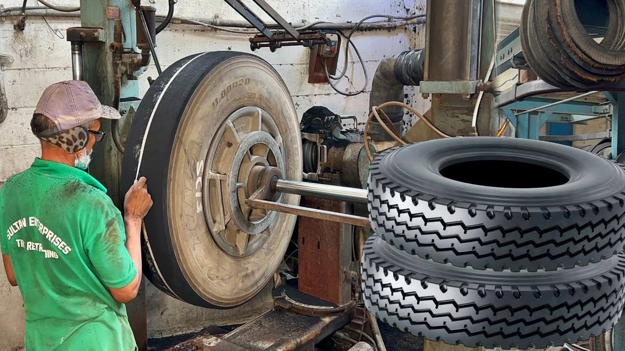 Amazing Mechanics! How Old Tyre Casing Get a Brand New Life - YouTube