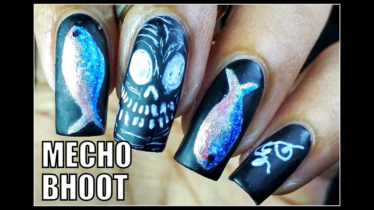 Halloween Nail Art Mecho Bhoot / Bengali Fish Eating Ghost / মাছ খাওয়া ...