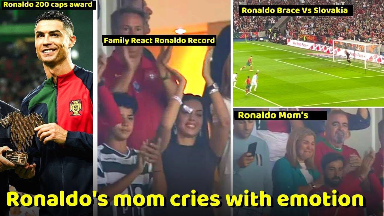 🥺 Ronaldo's mom cries with emotion, Ronaldo 200 caps award 🏆, Family ...