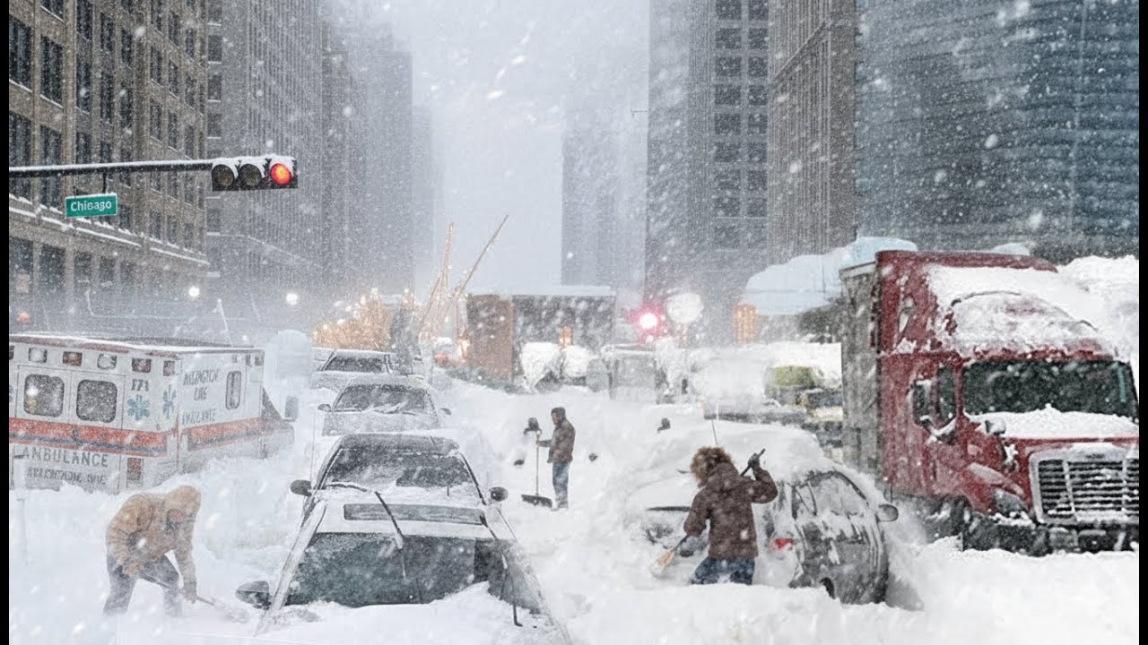 Chaos in Chicago Today! Extreme Snow Storm Buries Homes, Cars and ...