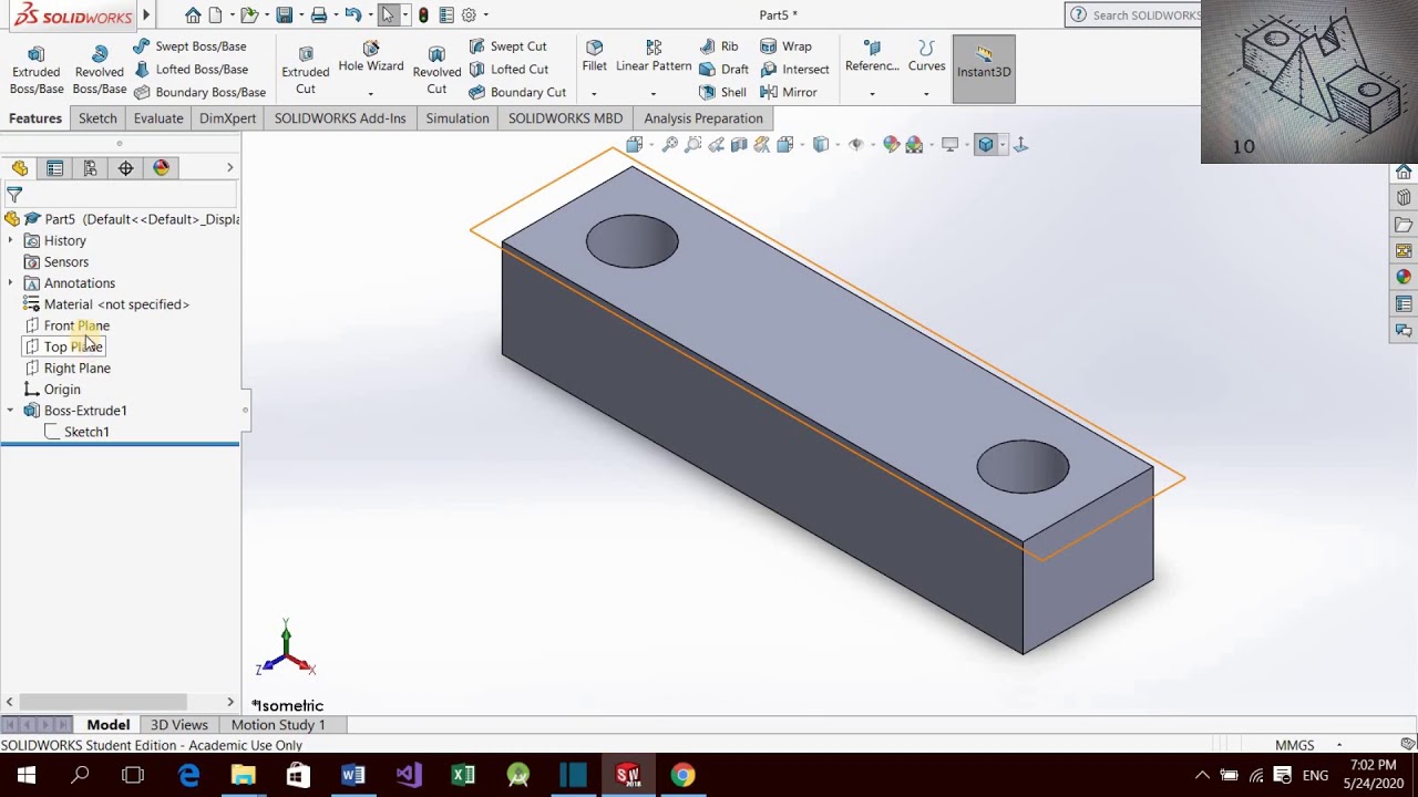 SOLIDWORKS TUTORIAL (PRACTICE) FOR BEGINNERS EXCERCISE 2 FIGURE 10 ...