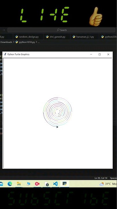 SPIRAL PATTERN 🌀| Spiral pattern using python 💥🔥🧡💯 #python #shorts # ...