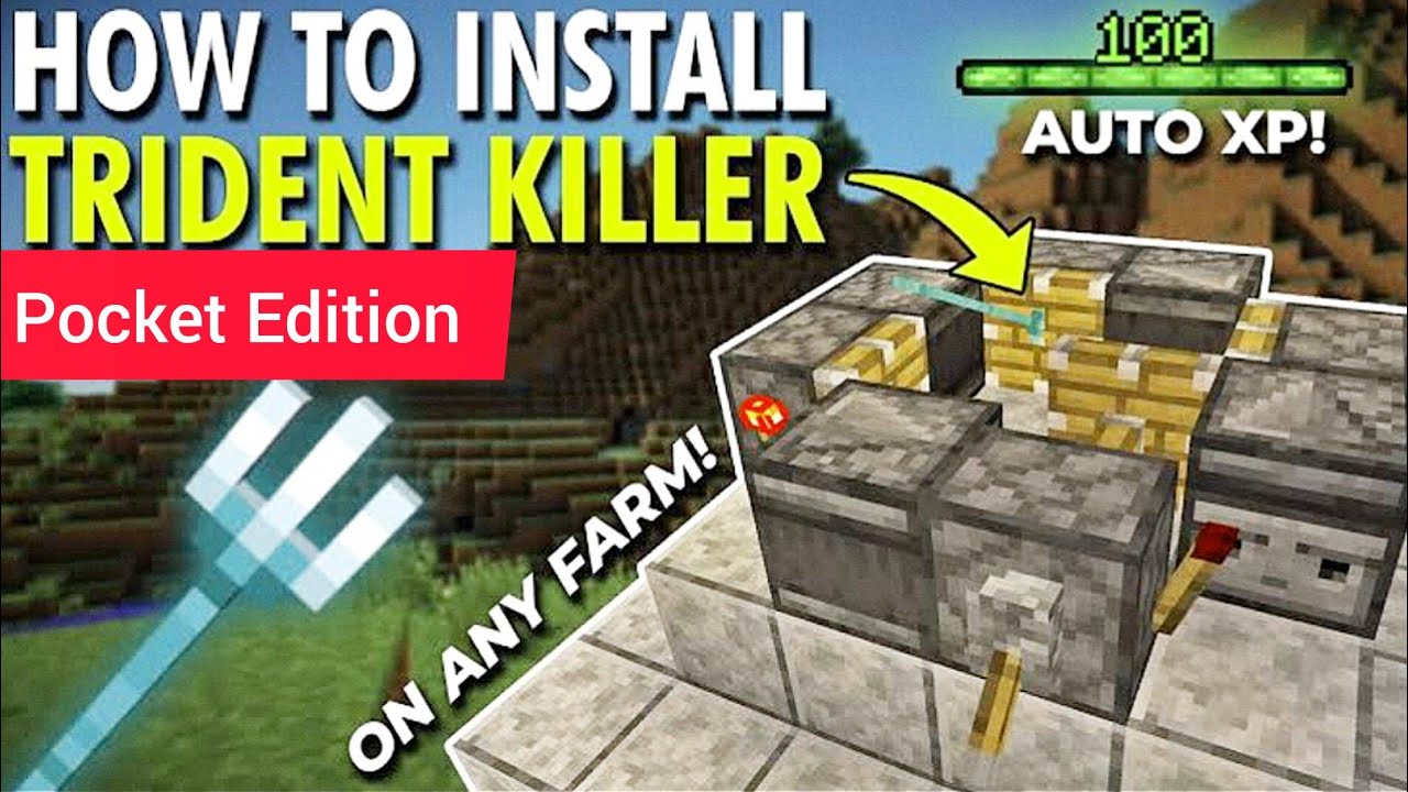 How To Install TRIDENT KILLER on ANY Farm (AUTOMATIC) -Minecraft (Bedrock+Pocket Edition) # ...