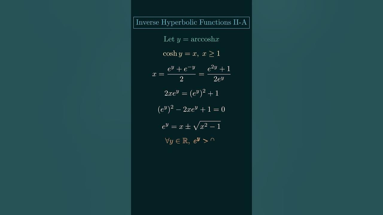 Inverse Hyperbolic Functions II-A - YouTube