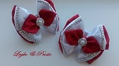 Розовые бантики из атласных лент и органзы МК Канзаши /Pink ribbons of ...