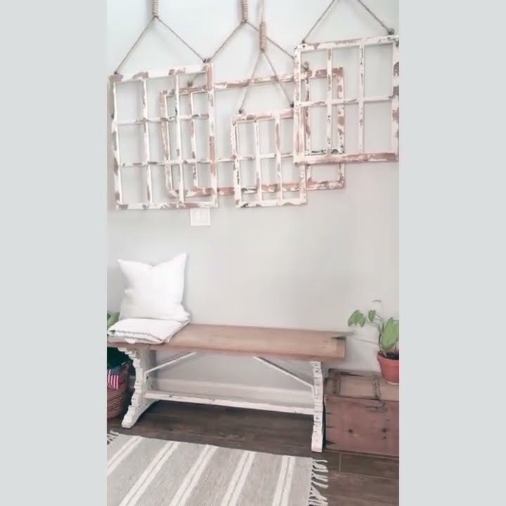 HUGE DISTRESSED WOODEN HANGING WINDOW FRAMES - YouTube