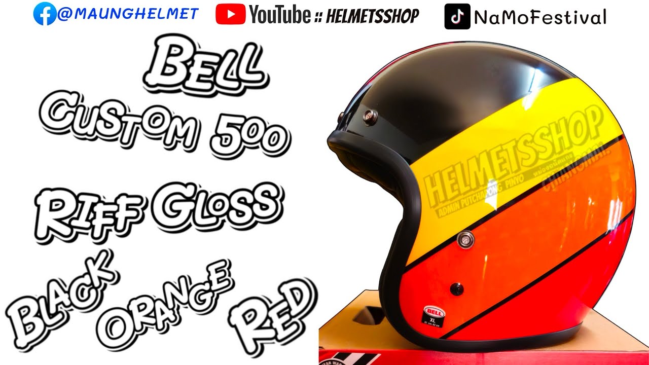 BELL CUSTOM 500 RIFF GLOSS BLACK ORANGE RED - YouTube