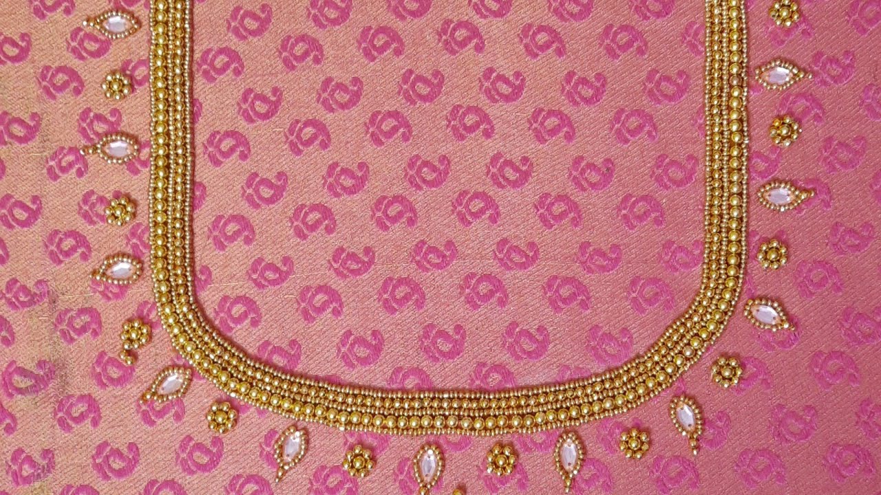 Easy and simple aari work for back neck with normal needle | back neck ...