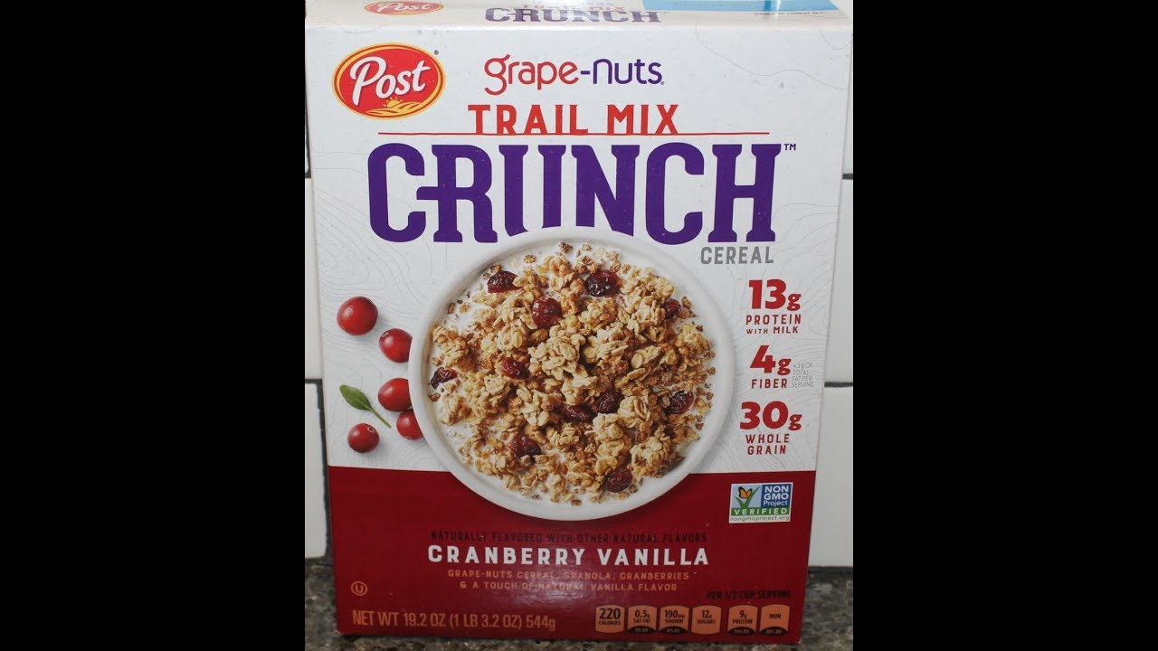 Post Grape-Nuts Trail Mix Crunch Cranberry Vanilla Cereal Review - YouTube