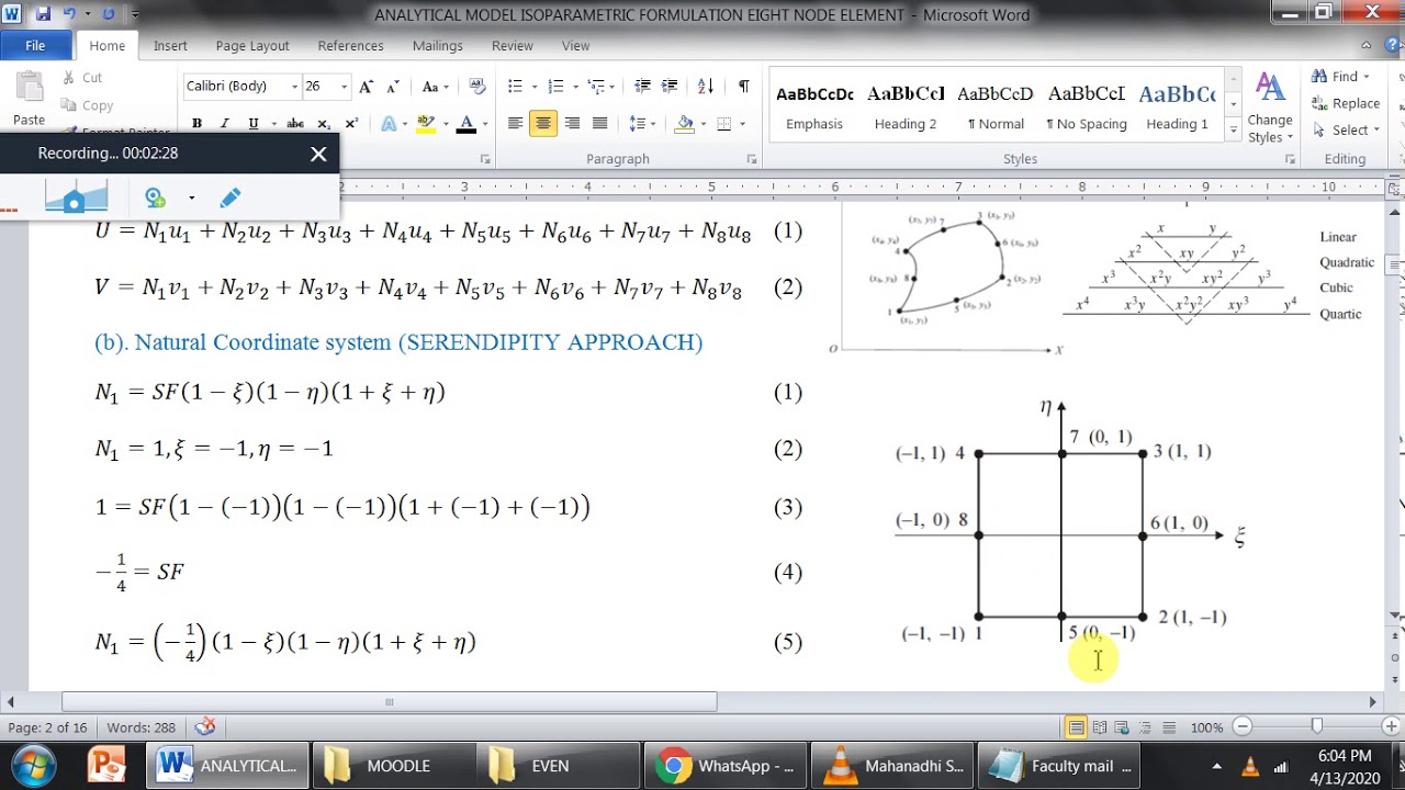 ISOPARAMETRIC FORMULATION TWO DIMENSIONAL – EIGHT NODE QUADRILATERAL ...